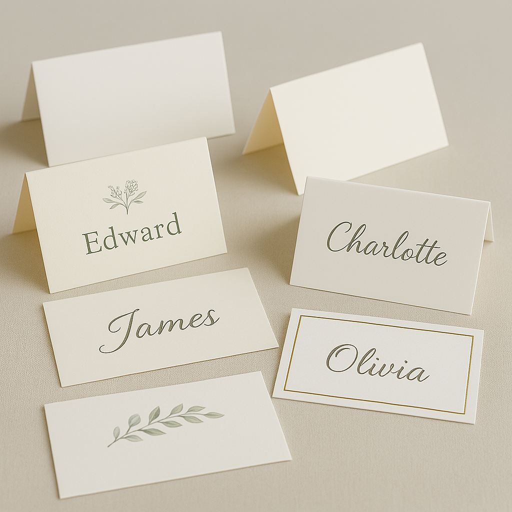 White & Ivory Folded Place Cards - The Envelope People