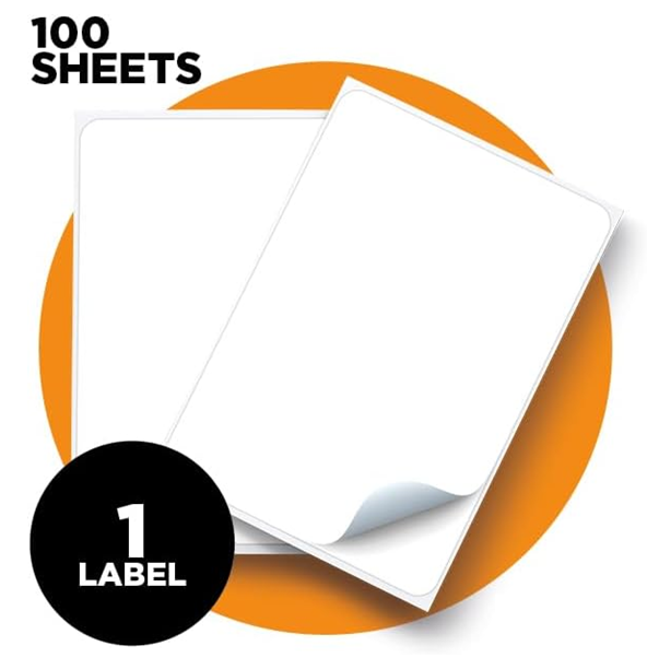 A4 Sheet White Self-Adhesive Labels - 199 X 281mm - 1 Label - Pack Of ...
